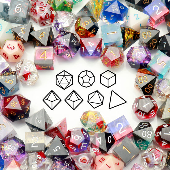 7PCS Assorted Mystery Sharp Edge Dice Set Polyhederal Dice Set with ...