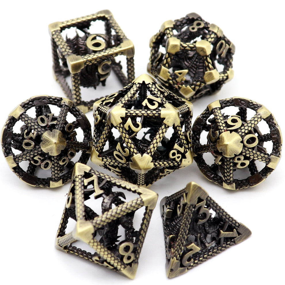 Haxtec Hollow Metal DND Dice Set Flying Dragon Metal Dice With Leather ...
