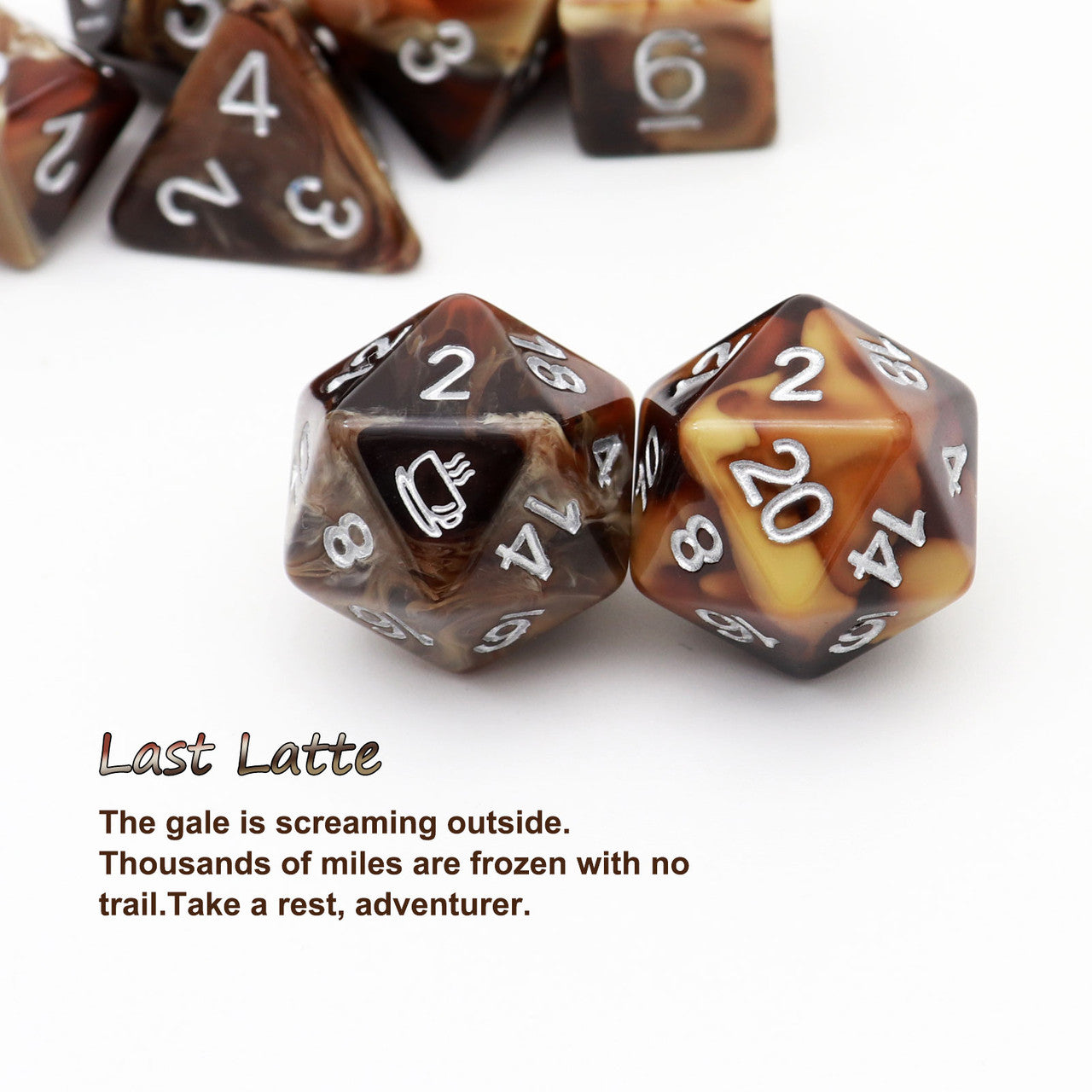 Haxtec 8PC Coffee DND Dice Set Americano Resin RPG Dice With Inclusions ...