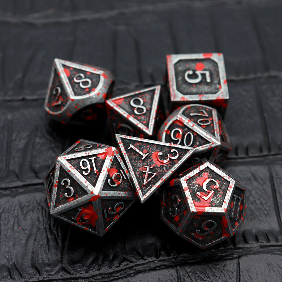 Bloodstained Antique Iron Metal Dice Set | haxtec.com – Haxtec Dice