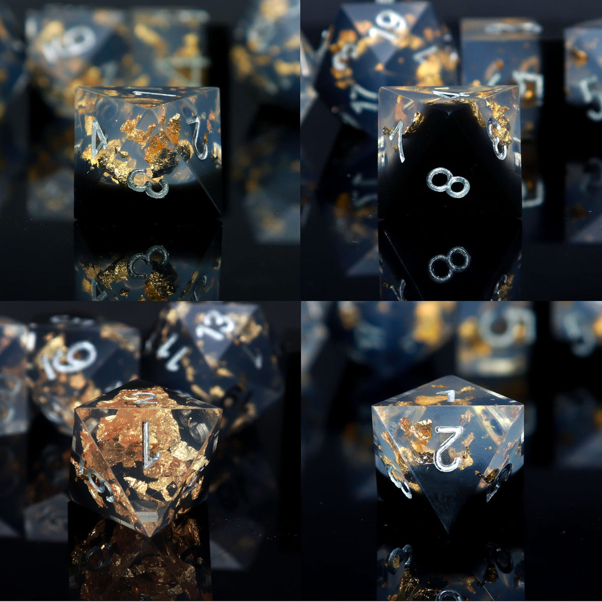 Haxtec Sharp Edge DND Dice Gold Flake Resin Dice War Series-Dark War ...